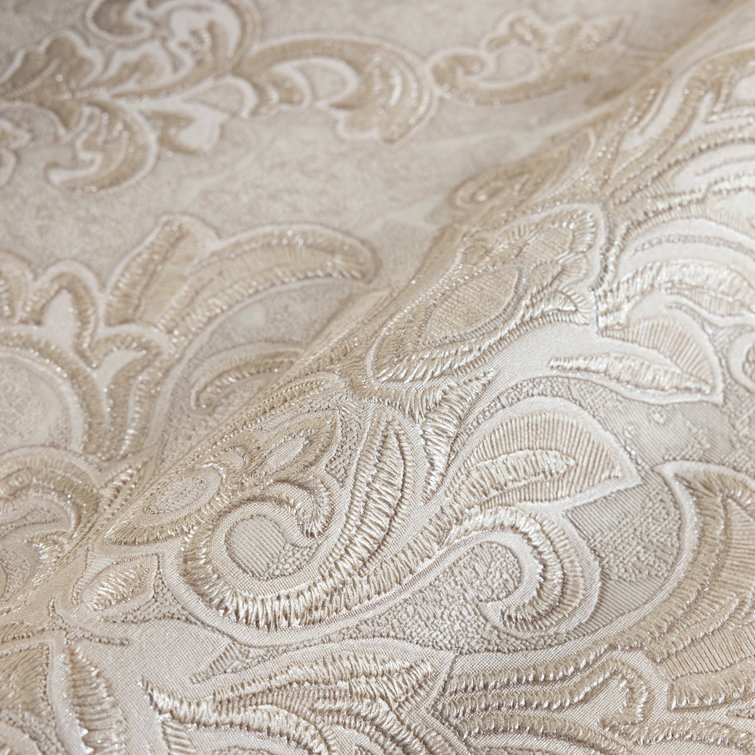 Canora Grey Luxury Baroque Deep Embossed Wallpaper, Damask Ornate Patterns Sparkling ...